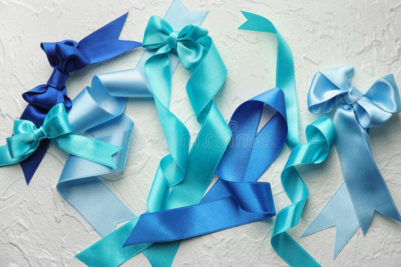 Blue Satin Ribbons on Light Table Stock Image - Image of creative ...
