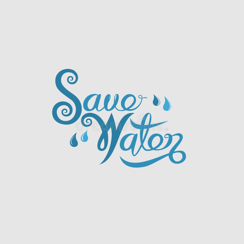 Blue Save Water Typographical Design Elements.World Water Day Icon ...