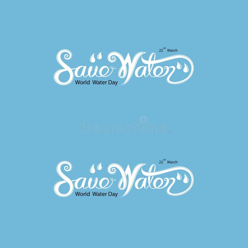 Blue Save Water Typographical Design Elements.World Water Day Icon ...
