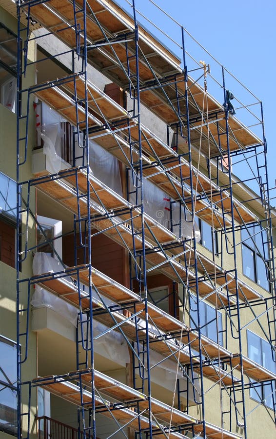 Blue Scaffolding stock image. Image of development, texture - 2332183