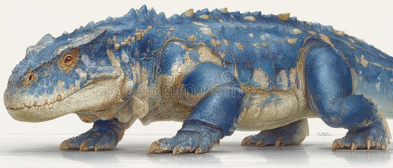 Blue Scaled Creature Walking on Smooth Surface Stock Photo - Image of ...