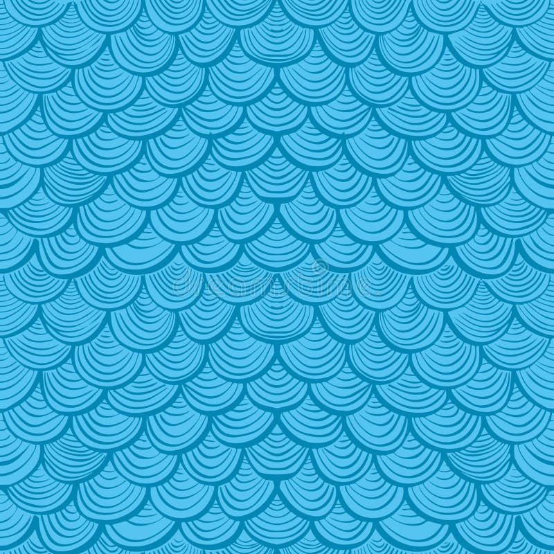 Blue Scallop Zentangle Seamless Pattern Stock Vector - Illustration of ...