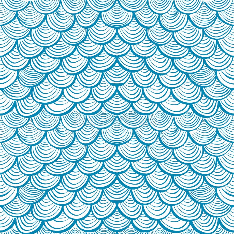 Blue Scallop Zentangle Seamless Pattern Stock Vector - Illustration of ...