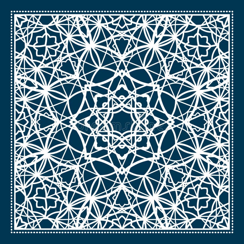 Blue Scarf Design with Geometric Pattern Stock Vector - Illustration of ...
