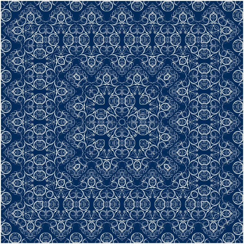 Blue Scarf with White Pattern Stock Vector - Illustration of modern ...