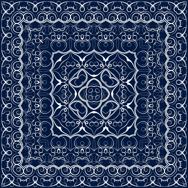 Blue Scarf with White Pattern Stock Vector - Illustration of modern ...
