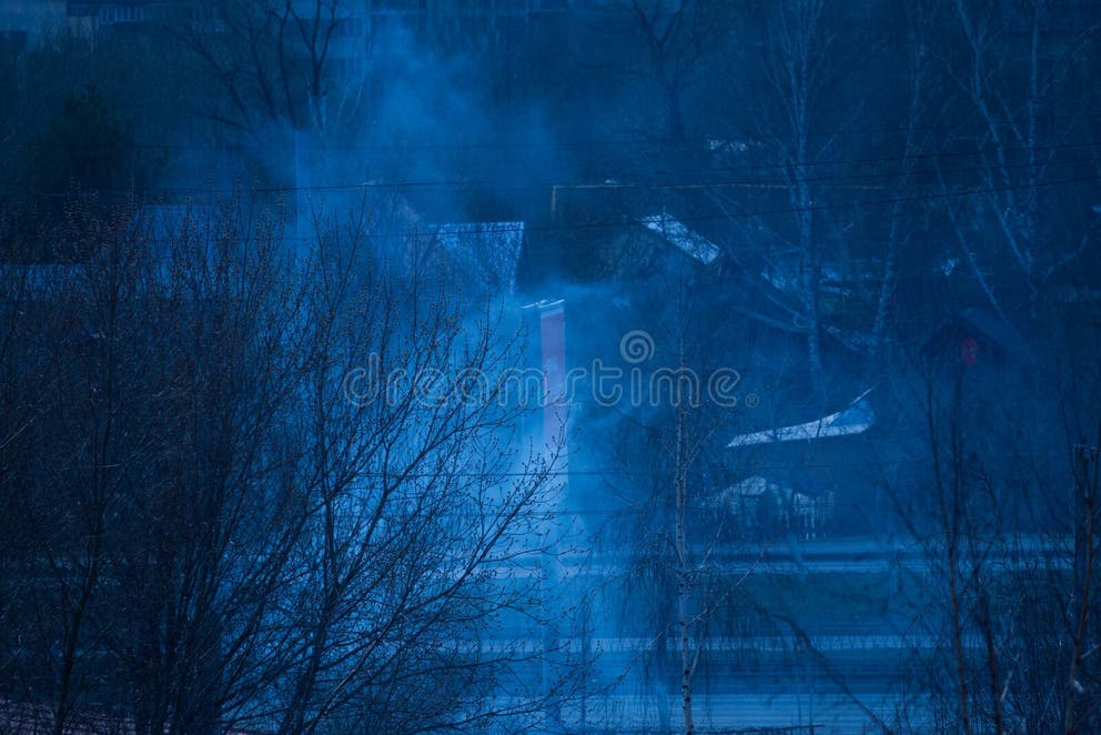 Blue scary abstract image stock image. Image of village - 184752461