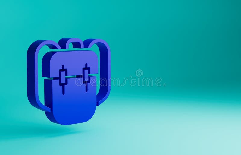Blue School Backpack Icon Isolated on Blue Background. Minimalism ...