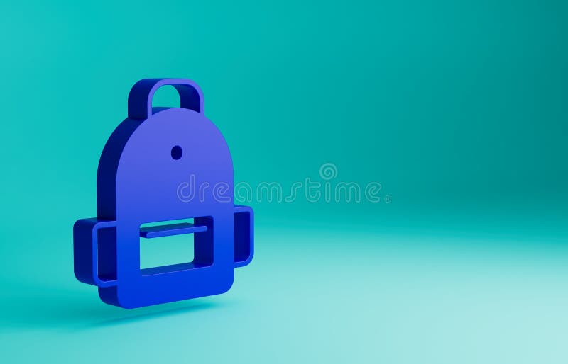 Blue School Backpack Icon Isolated on Blue Background. Minimalism ...