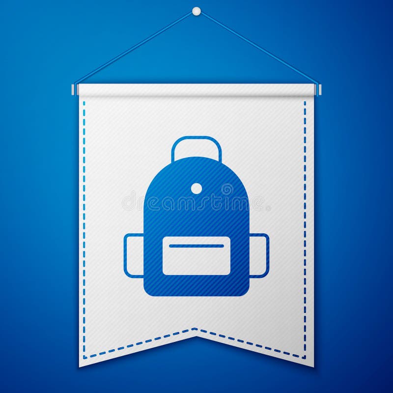 Blue School Backpack Icon Isolated on Blue Background. White Pennant ...