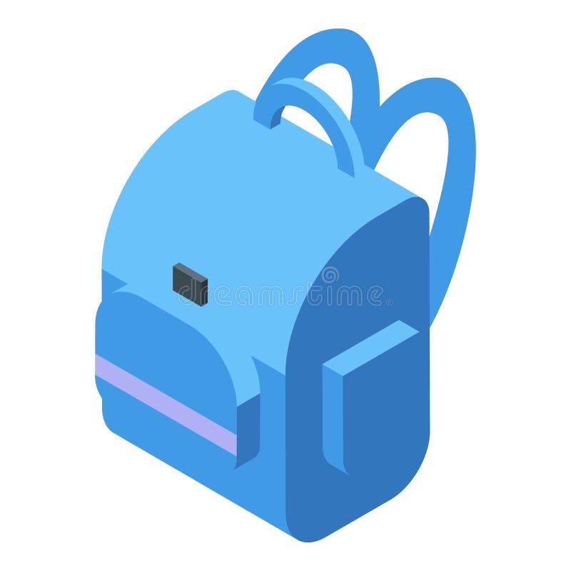 Blue School Backpack Isometric Style for Back To School Designs Stock ...
