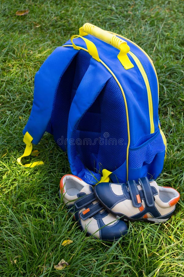 Blue School Backpack with Sneakers,to Prepare for the School Year, a ...
