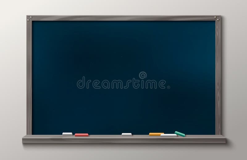 Blue School Board with Wooden Frame and Chalk. Stock Vector ...