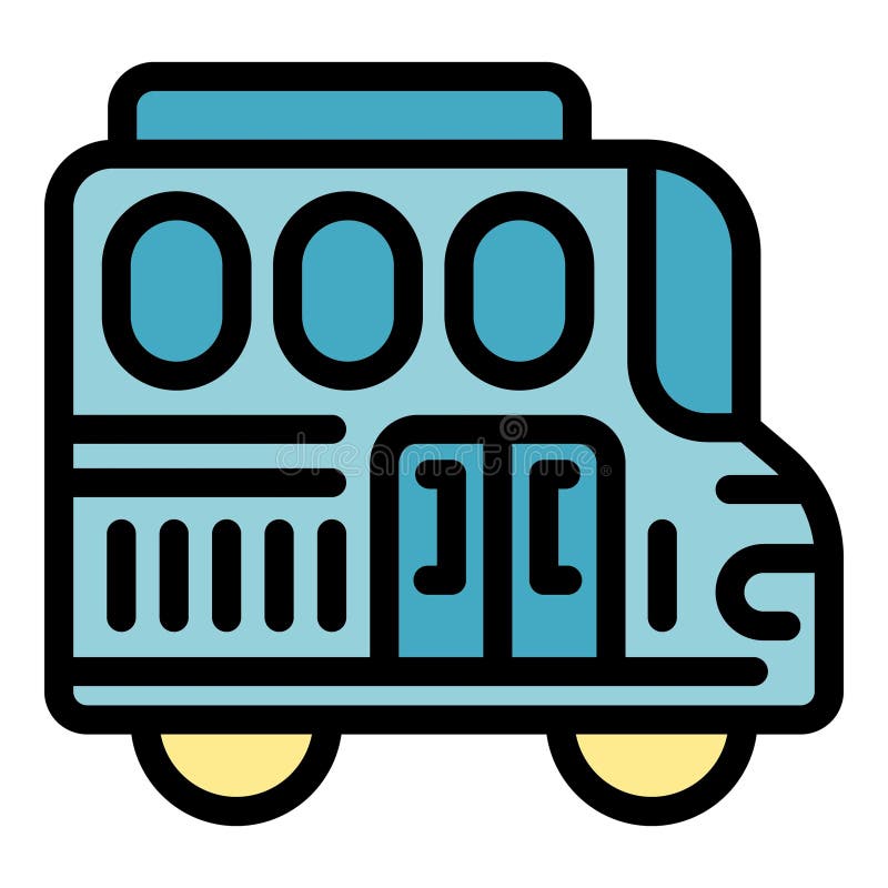 Blue School Bus Icon, Simple Style Stock Illustration - Illustration of ...