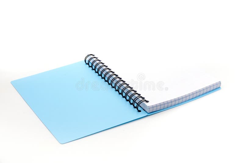Blue School Notebook on a White Background, Spiral Notepad on a Table ...