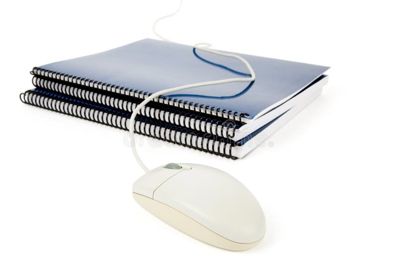 Blue School Textbook and Computer Mouse Stock Image - Image of isolated ...