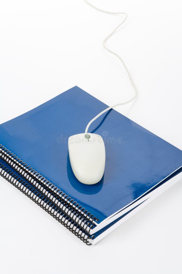 Blue School Textbook and Computer Mouse Stock Image - Image of online ...