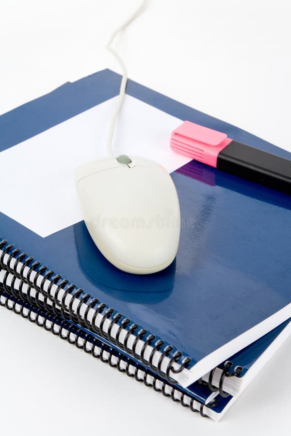 Blue School Textbook and Computer Mouse Stock Image - Image of blue ...