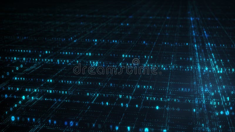 Blue Sci-fi Grid of Digital Binary Code Information Stock Illustration ...