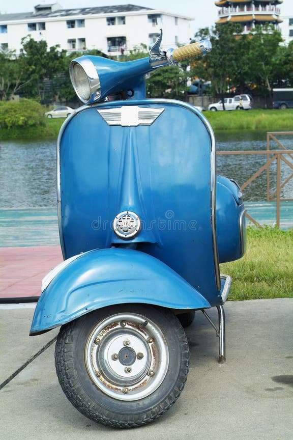 Blue scooter stock image. Image of motorcycle, classic - 4264161