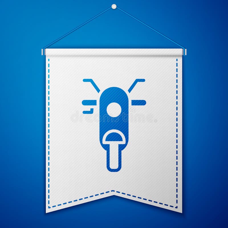 Blue Scooter Icon Isolated on Blue Background. White Pennant Template ...