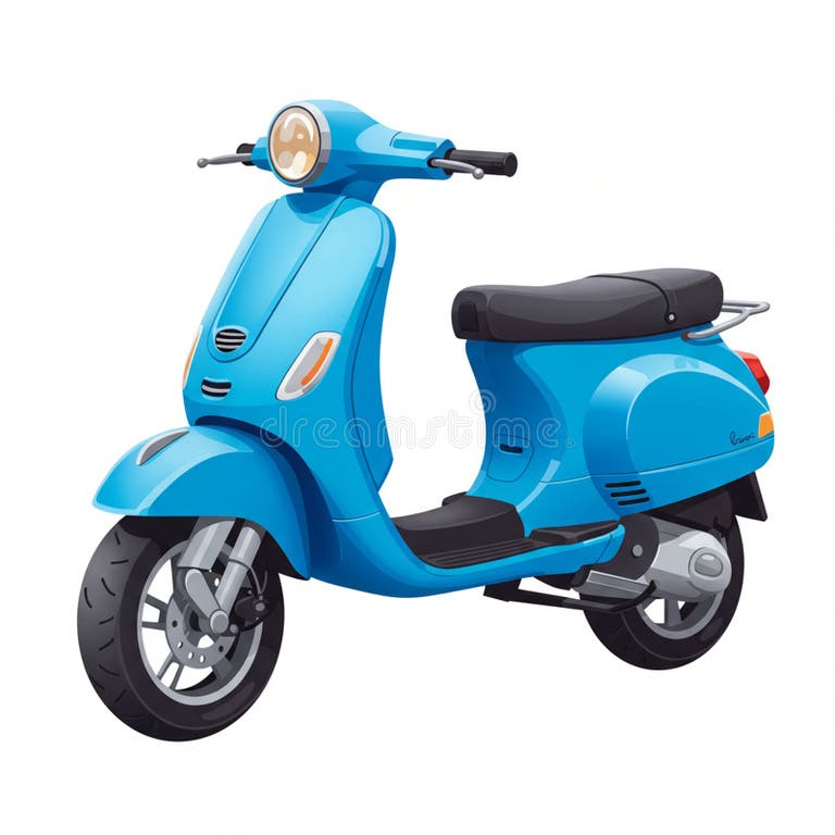 Blue Scooter Illustration Featuring a Streamlined Design. the Scooter ...