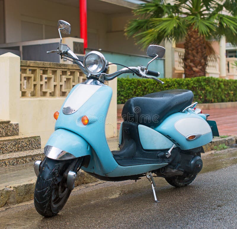 Blue scooter. stock photo. Image of metallic, europe - 46920588