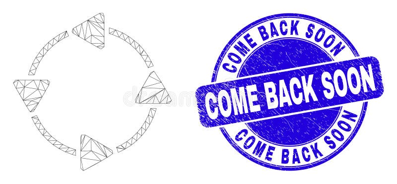 Blue Scratched Come Back Soon Stamp Seal and Web Carcass CCW ...