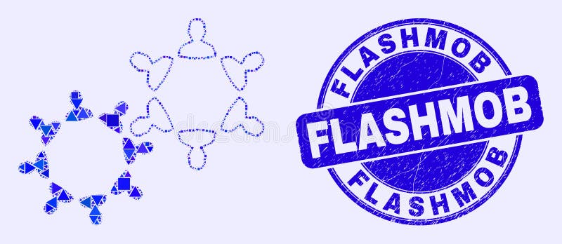 Blue Scratched Flashmob Seal and User Collaboration Mosaic Stock Vector ...