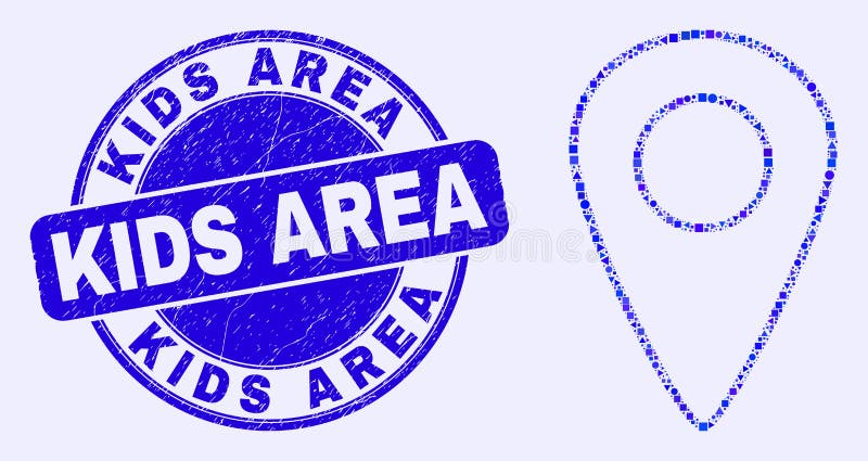 Blue Scratched Kids Area Seal and Map Pointer Mosaic Stock Vector ...