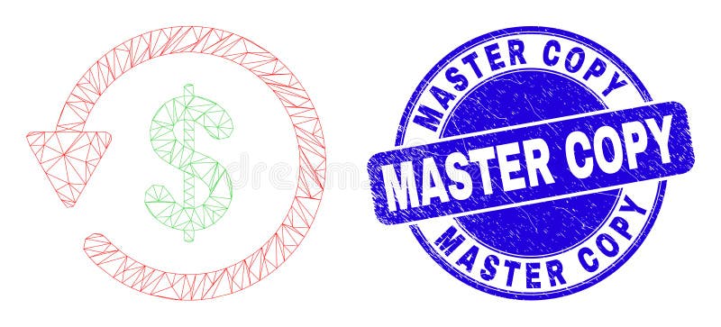 Blue Scratched Master Copy Stamp and Web Mesh Dollar Refund Stock ...
