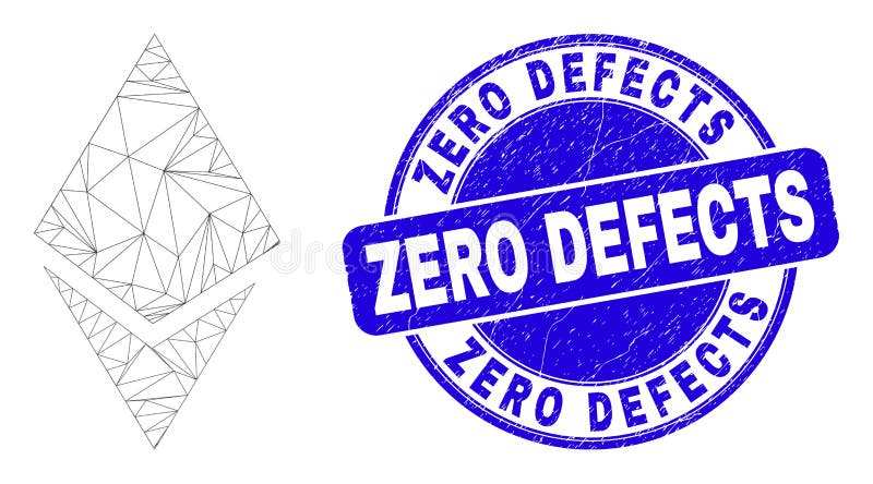 Blue Scratched Zero Defects Seal and Web Carcass Crystal Stock Vector ...
