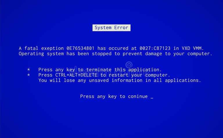 Blue Screen of Death. stock vector. Illustration of diagnostic - 142911089