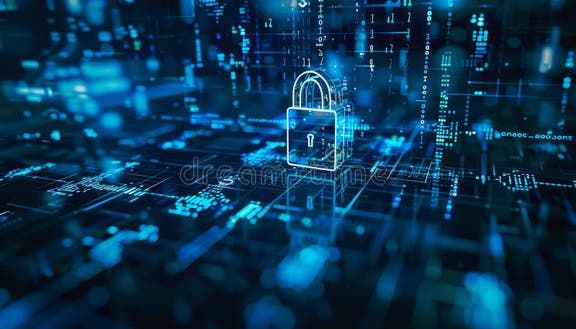 A Blue Screen with a Lock Symbol on it by AI Generated Image Stock ...