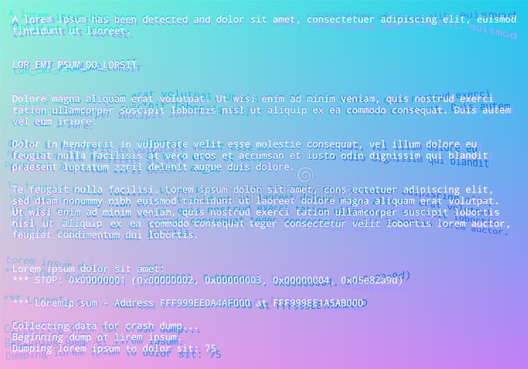 Blue Screen with Operating System Error Message and Vaporwave Glitch ...