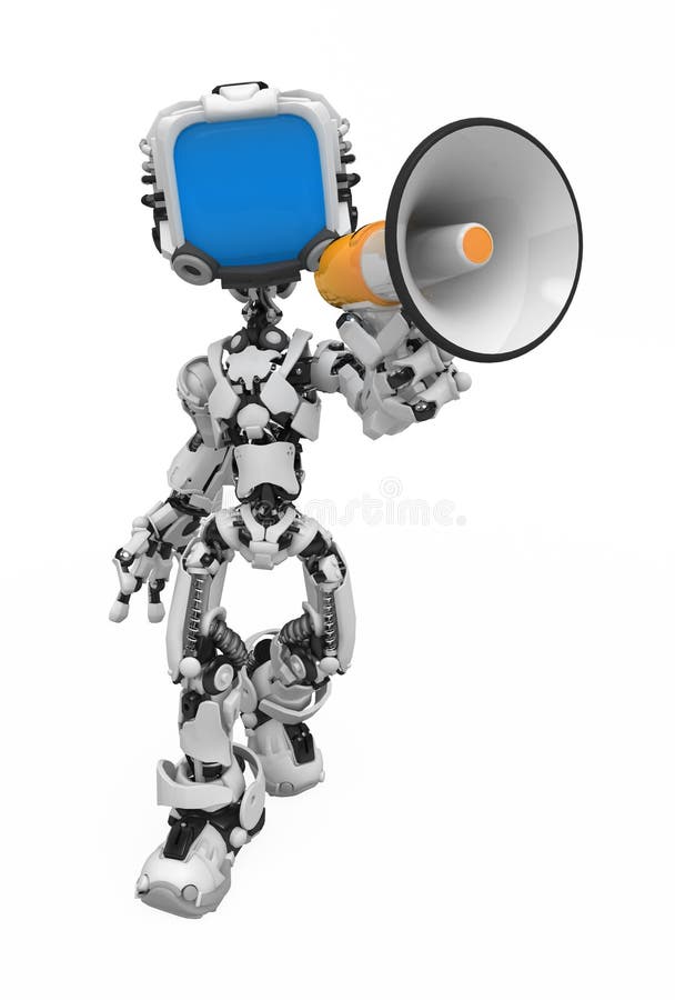 Robot with a megaphone stock illustration. Illustration of cyborg ... Robot with a megaphone stock illustration. Illustration of cyborg ...