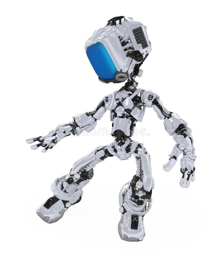 Blue Screen Robot, Silver Coating Stock Illustration - Illustration of ...