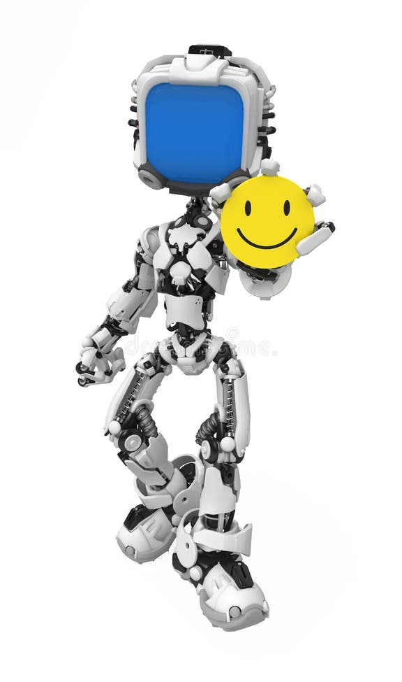 Blue Screen Robot, Smiley stock illustration. Illustration of face ...