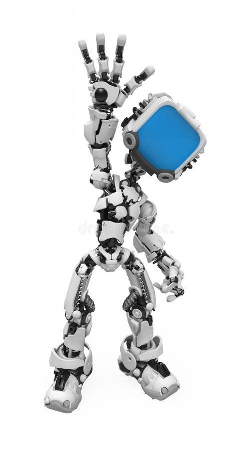 Blue Screen Robot, Arm-wrestling Stock Illustration - Illustration of ...