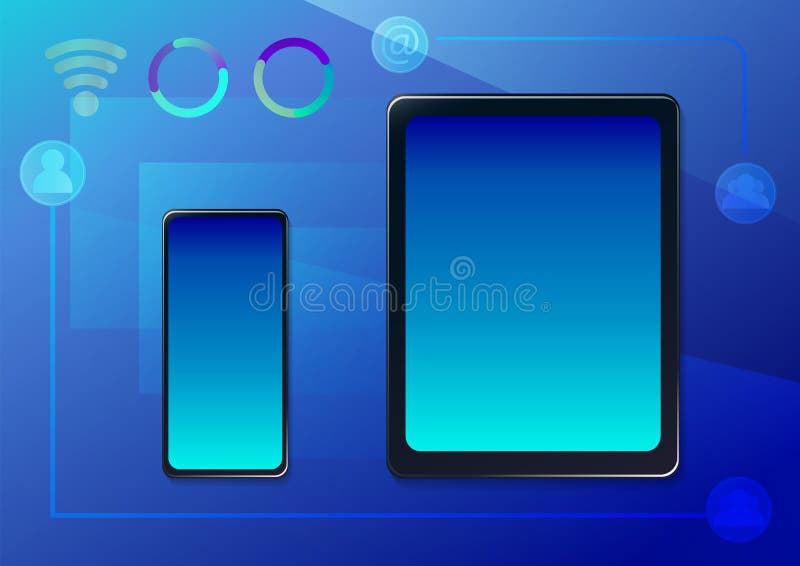 Blue Screen Tablets and Smartphones Stock Vector - Illustration of ...