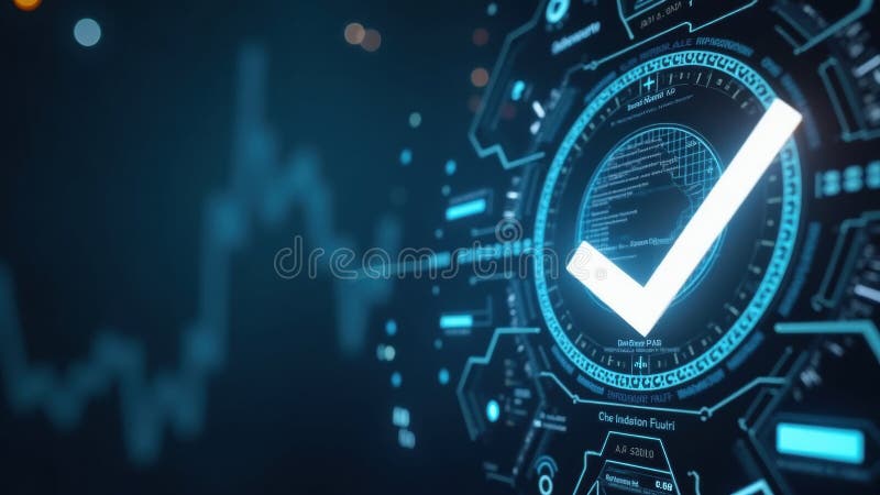 Blue Screen with a White Check Mark in the Center Stock Image - Image ...