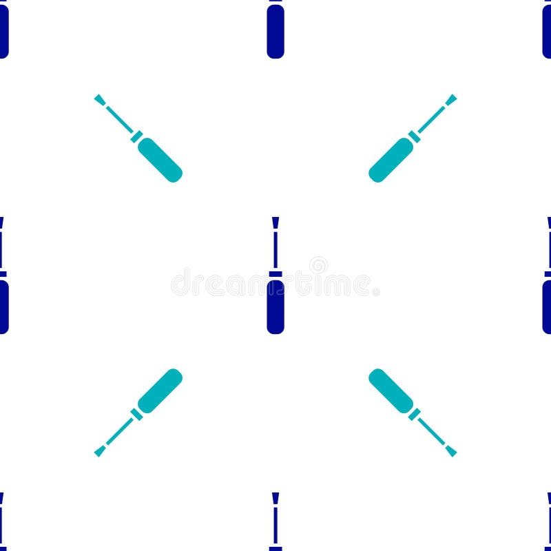 Blue Screwdriver Icon Isolated Seamless Pattern on White Background ...