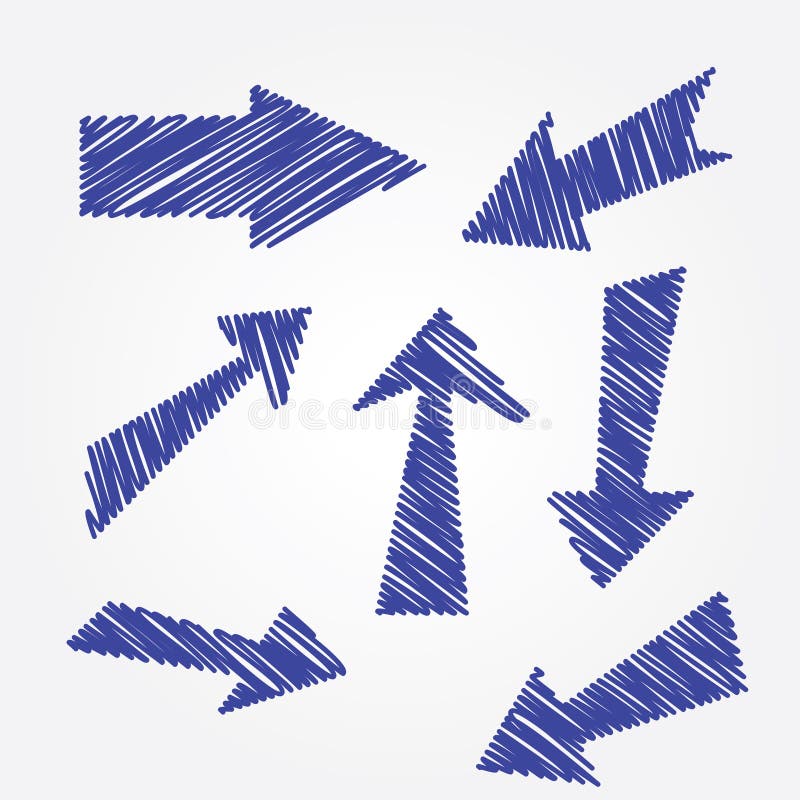 Blue Scribble Arrows Vector Set Stock Vector - Illustration of icon ...