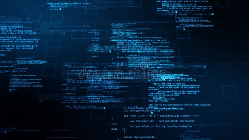 Blue Hacker Console Tabs With Scrolling Programming Code Loop Overlay Graphic Element Stock 6513
