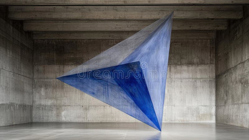 Blue Sculpture in a Concrete Museum Stock Photo - Image of visible ...