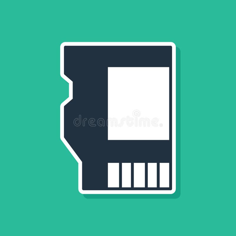 Blue SD Card Icon Isolated on Green Background. Memory Card. Adapter ...