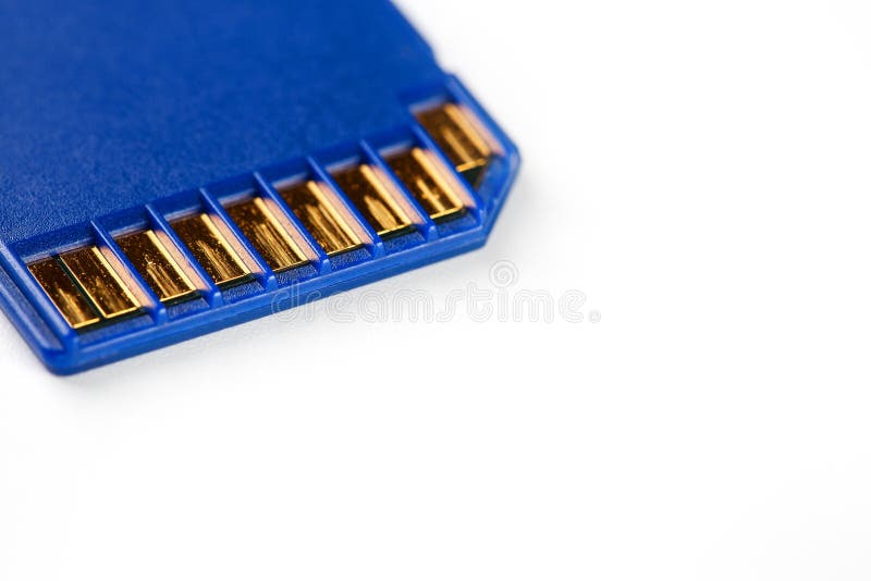 Blue SD Memory Card Isolated on White. Concept Stock Image - Image of ...
