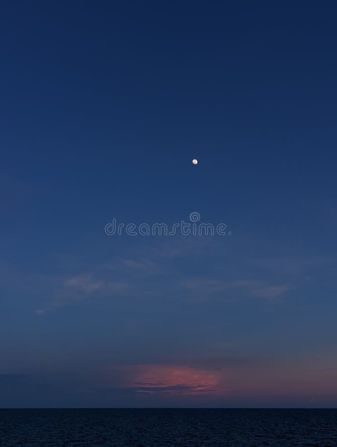 Blue sea with amazing moon stock image. Image of green - 265573953