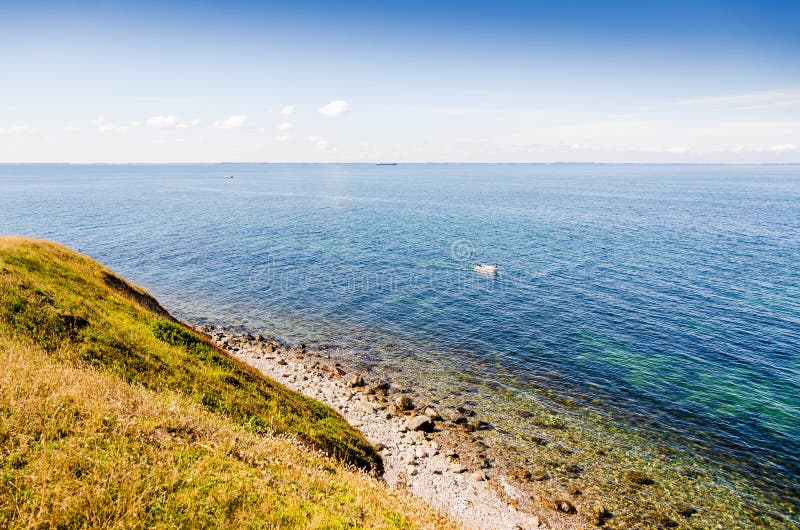 Blue Sea with Cliffs Down To the Beach in Fyns Hoved, Denmark. Denmark ...