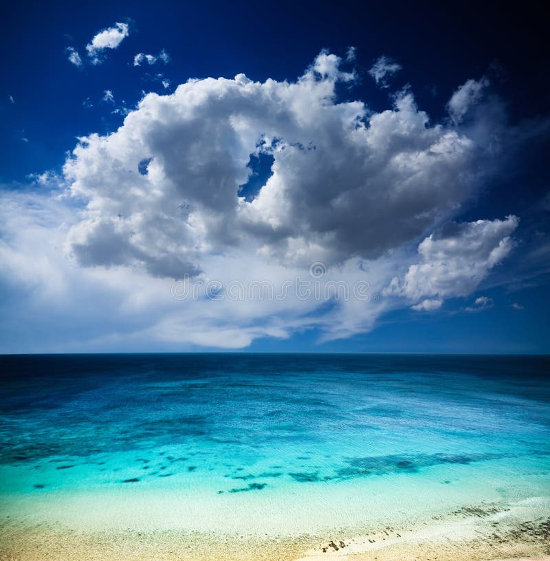 Blue sea and clouds on sky stock photo. Image of environment - 76501318